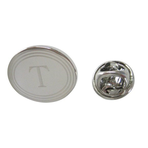 Kiola Designs | Accessories | Etched Oval Letter T Monogram Lapel Pin ...